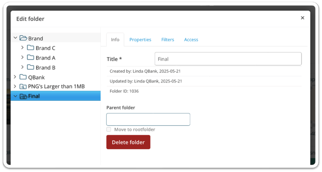 How to edit the folder structure in QBank